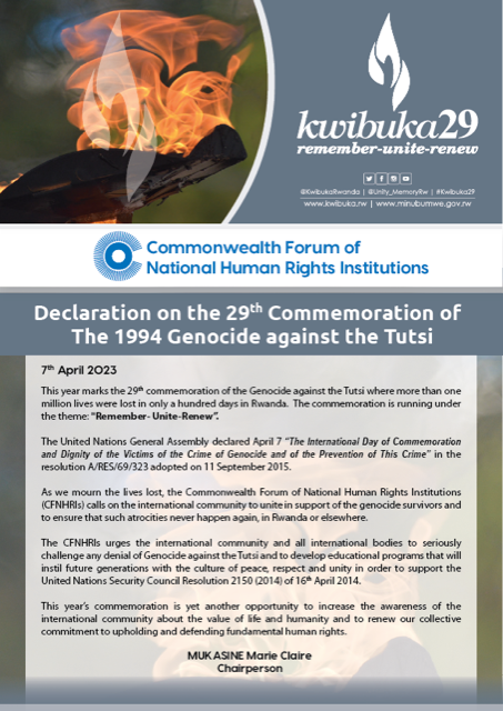 Declaration on the 29th Commemoration of the 1994 Genocide against the ...